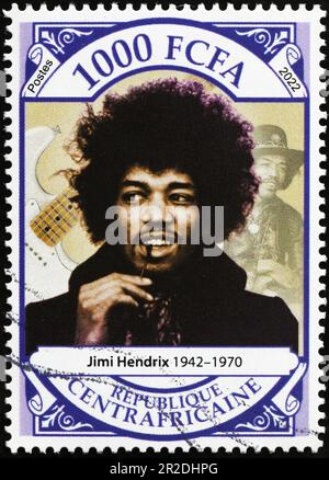 Portrait of Jimi Hendrix on african postage stamp Stock Photo - Alamy