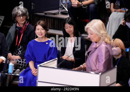 Japan's First Lady Yuko Kishida arrives at Tokyo International Airport ...
