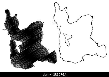 Lake Mamry (Republic of Poland) map vector illustration, scribble sketch Mauersee or Mauras map ...