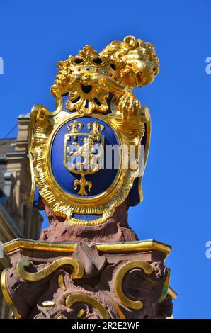Golden lion at the parliament in Wiesbaden, Germany Stock Photo - Alamy