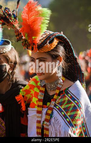 Bamburet, KPK,Pakistan - 05152023: Kalash woman in a pink traditional ...
