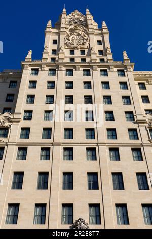 Spain, Madrid, The Telefonica Building, completed in 1930 at 89 meters ...