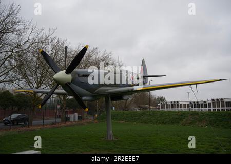 Supermarine Spitfire Mk XVI gate guardian at the RAF Museum in North ...