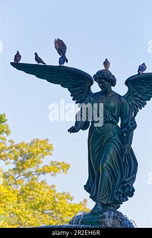Angel of the Waters, atop Bethesda Fountain in NYC’s Central Park, was ...