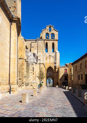 Medieval façades in the town of Laguardia in La Rioja, Spain Stock ...