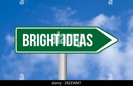 Bright ideas road sign on sky background Stock Photo - Alamy