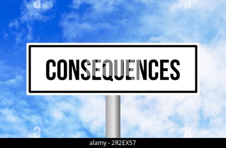 Consequences road sign on blue sky background Stock Photo - Alamy