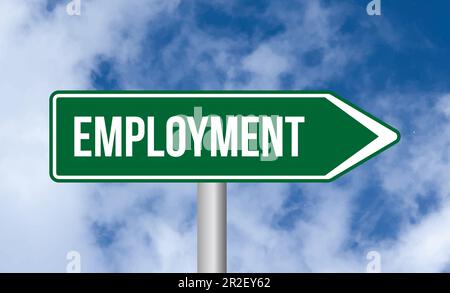 Employment road sign on cloudy sky background Stock Photo - Alamy