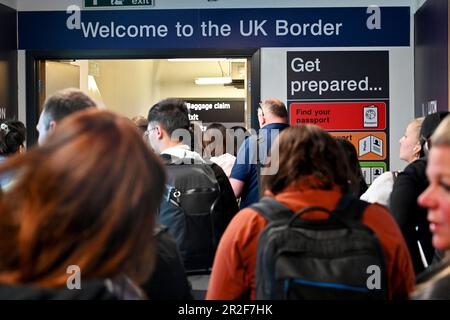 Welcome to the UK Boarder sign as passengers arrive back in the UK at ...