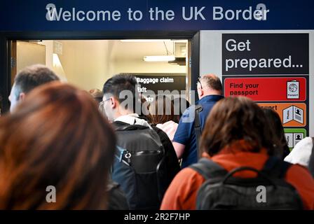 Welcome to the UK Boarder sign as passengers arrive back in the UK at ...