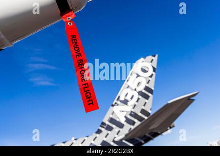 remove before flight safety tag on military helicopter at open day ...