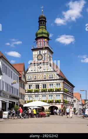 Town view, town centre with town hall, Weilheim an der Teck, historic ...
