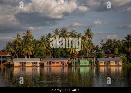 Mekong bank between the islands of Don Det and Don Khon, Laos, Asia ...