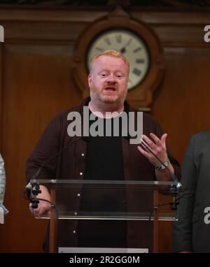 NI green party Brian Smyth giving his acceptance speech after he ...