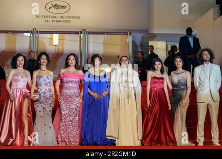 Nour Karoui, from left, Ichraq Matar, Hend Sabry, director Kaouther Ben ...