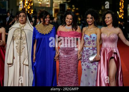 Ichraq Matar, from left, Hend Sabry, and director Kaouther Ben Hania ...