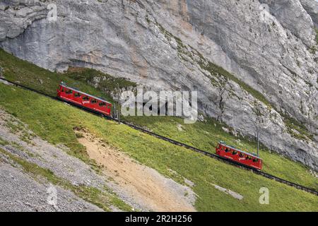 Rack railway on the route between Alpnach and Pilatus-Kulm Stock Photo ...