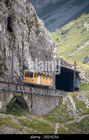 Rack railway on the route between Alpnach and Pilatus-Kulm Stock Photo ...