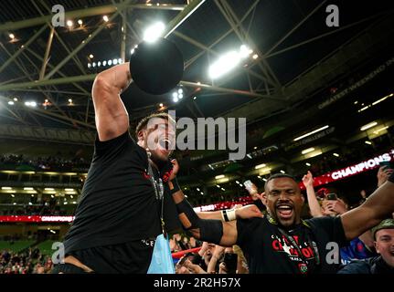 RC Toulon's Facundo Isa celebrates with the trophy following the ECPR ...
