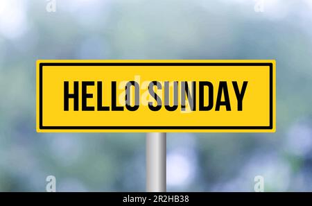 Sunday road sign on blur background Stock Photo - Alamy
