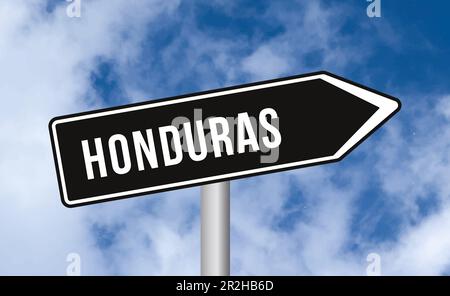 Honduras road sign on cloudy sky background Stock Photo - Alamy