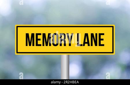 Memory lane road sign on cloudy sky background Stock Photo - Alamy