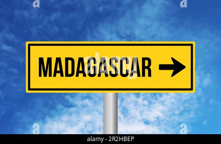 Madagascar road sign on sky background Stock Photo - Alamy