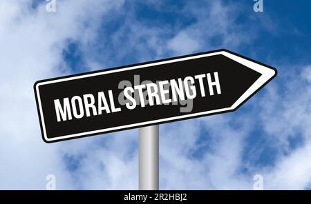 Moral strength road sign on blue sky background Stock Photo - Alamy