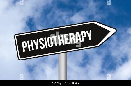 Physiotherapy road sign on sky background Stock Photo - Alamy