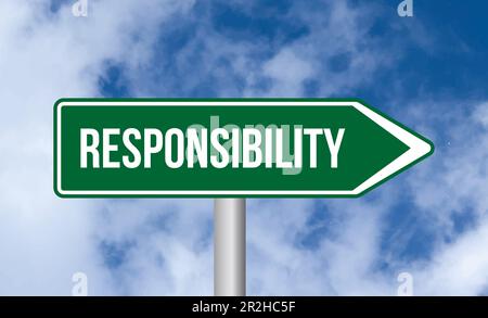 Responsibility road sign on sky background Stock Photo - Alamy