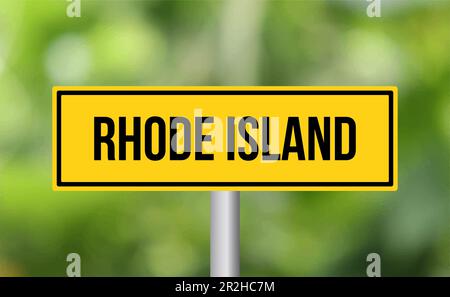 Rhode island road sign on blue sky background Stock Photo - Alamy