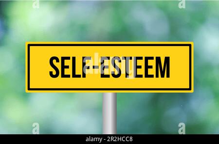 Self-esteem road sign on blue sky background Stock Photo - Alamy