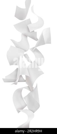 Many sheets of paper falling on white background Stock Photo - Alamy