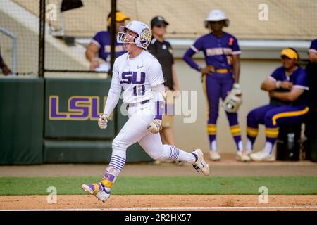 LSU catcher Maci Bergeron (12) catches during an NCAA softball game on ...