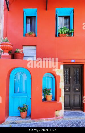 Colourful House, Chania, Crete, Greek Islands, Greece Stock Photo - Alamy
