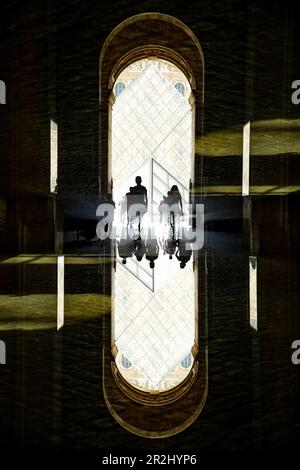 Double exposure of the surroundings of the famed Louvre museum in Paris ...