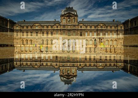 Double exposure of the surroundings of the famed Louvre museum in Paris ...