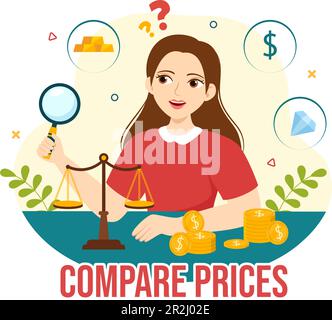 Compare Prices Vector Illustration of Inflation in Economy, Scales with ...