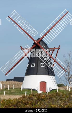 Historic windmill, Mandø island, only Danish tidal island, Jutland ...