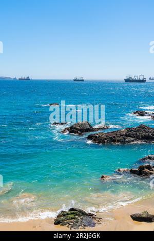 Chile, Vina del Mar, Caleta Abarca Beach, people, holiday Stock Photo ...