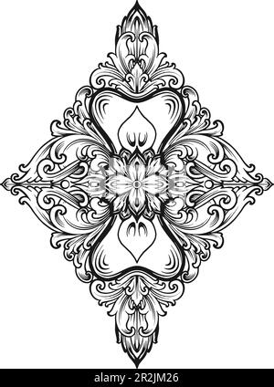 Vintage elegant ace spades flourish swirl logo illustrations monochrome ...