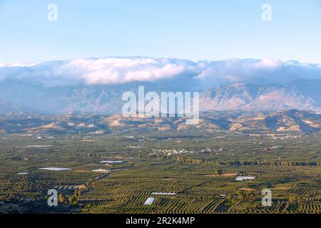 Ida Mountains; Messara plain, view from Festos Stock Photo - Alamy