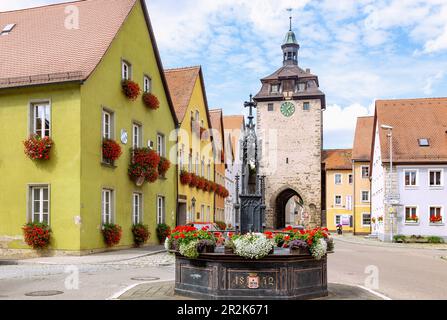 Leutershausen, market square, tube well, upper gate Stock Photo - Alamy