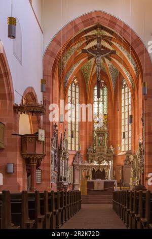 Interior view of the late Gothic collegiate church in Wertheim, Main ...