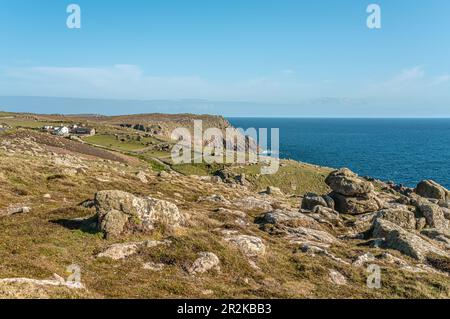 Picturesque coastal landscape at Lands End, Cornwall, England, UK Stock ...