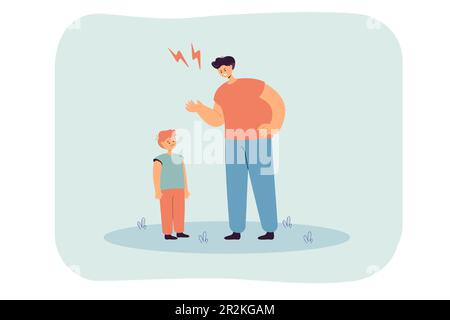Angry dad punishing sad son flat vector illustration Stock Vector Image ...