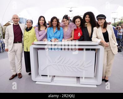 Ichraq Matar, from left, Hend Sabry, and director Kaouther Ben Hania ...