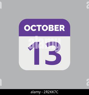 13 October vector icon calendar day. 13 date of October. Thirteenth day ...