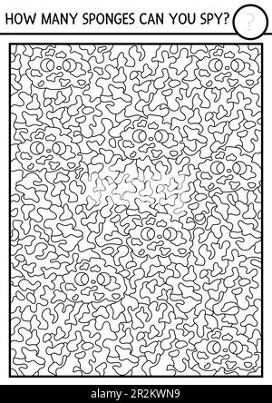 Vector under the sea searching game with sea landscape, submarine ...