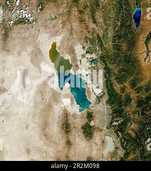 Satellite image of the Great Salt Lake, Utah, USA Stock Photo - Alamy